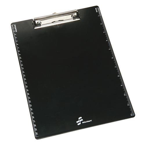 Recycled Plastic Clipboard w/Screen Printed Ruler - Black/White | Abel ...