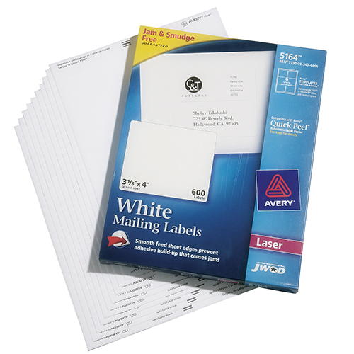 SKILCRAFT®/Avery® White Laser Labels - TrueBlock™ - 3-1/3" x 4" | Abel ...