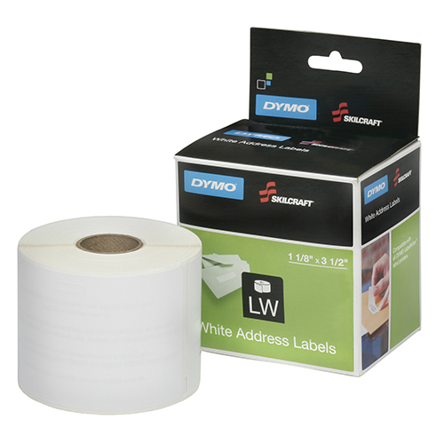 Dymo®/SKILCRAFT® Address Labels - 1-1/8" x 3-1/2" - Black on White ...
